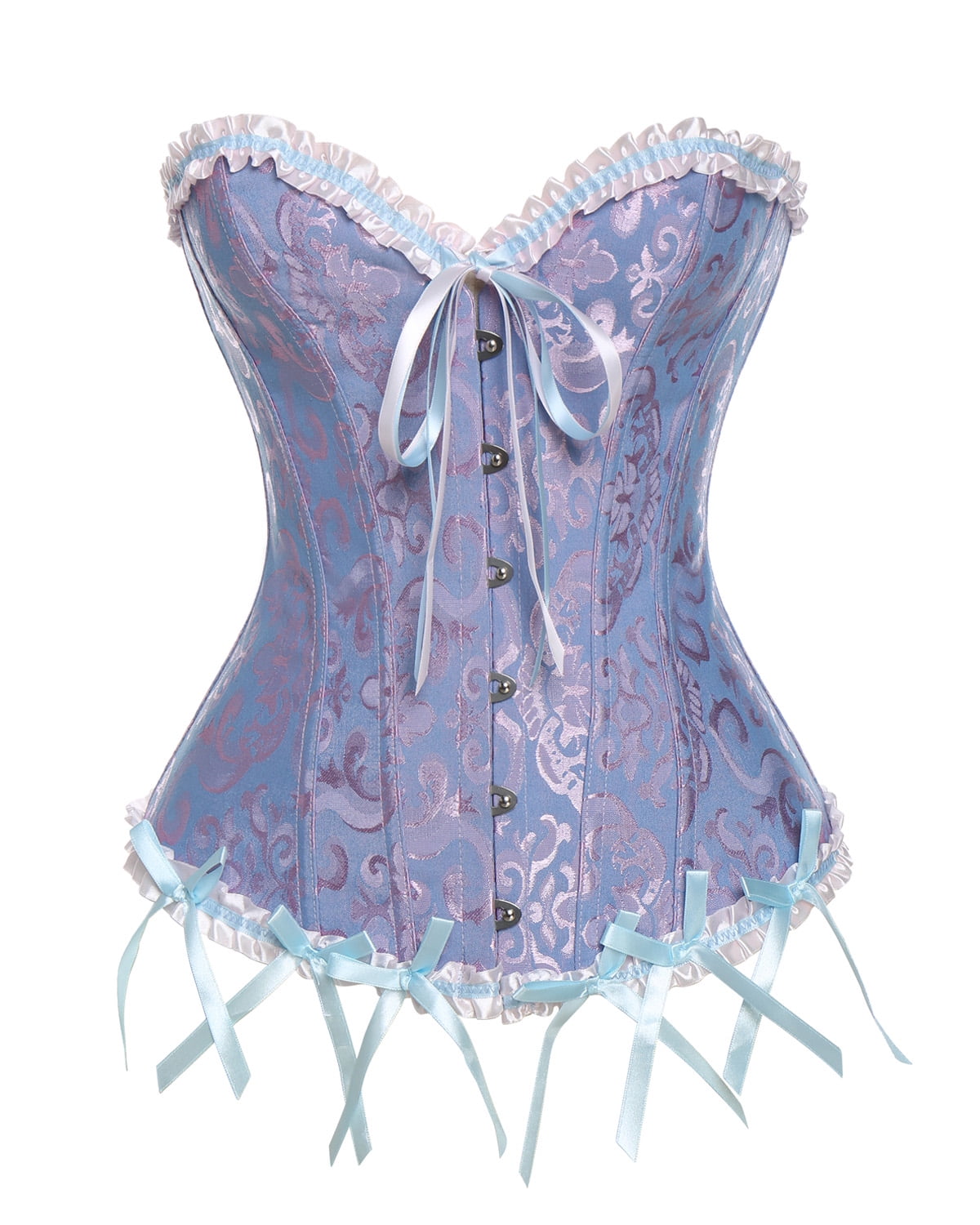 MISS MOLY Womens Floral Black Lace Trim Corset Overbust Waist Cincher ...