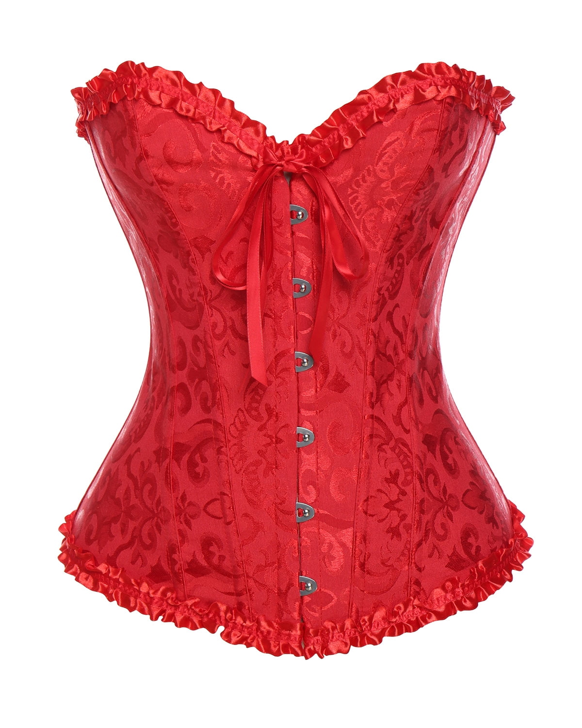 MISS MOLY Womens Floral Black Lace Trim Corset Overbust Waist Cincher ...