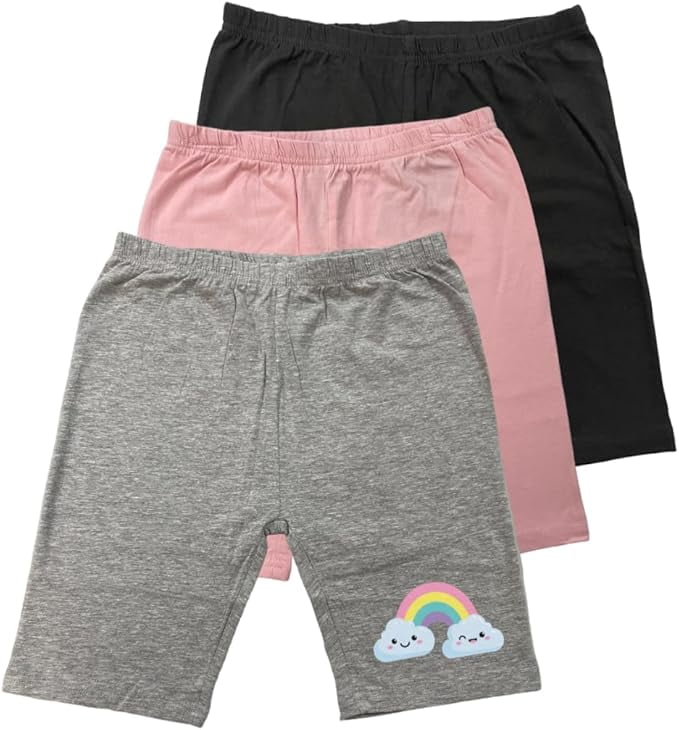 MISS POPULAR 3-Pack Girls Biker Shorts Soft Comfortable Cotton Spandex ...