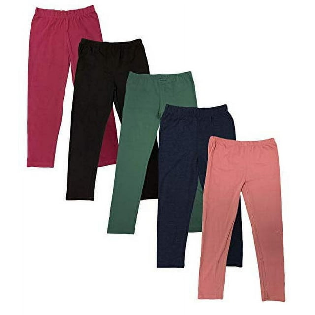 MISS POPULAR 4-16 Girls Leggings 5-Pack, Cotton Spandex, Soft & Comfy ...