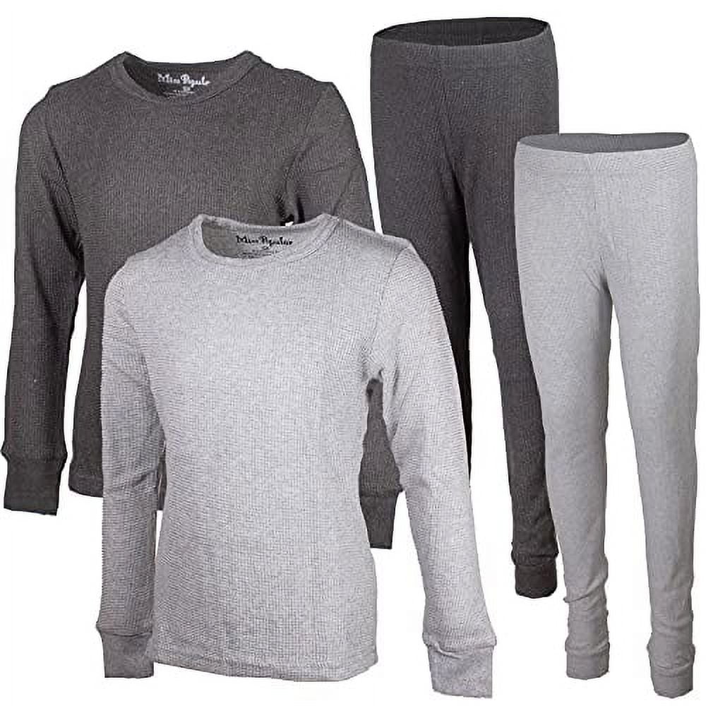 MISS POPULAR Girls 2-Pack Thermal Waffle Active Base Layer Sets| Long ...