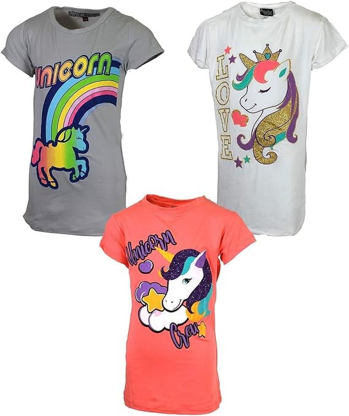 MISS POPULAR Girls Multi T-Shirts Tops, 3-Pack Super Soft Short Sleeve ...