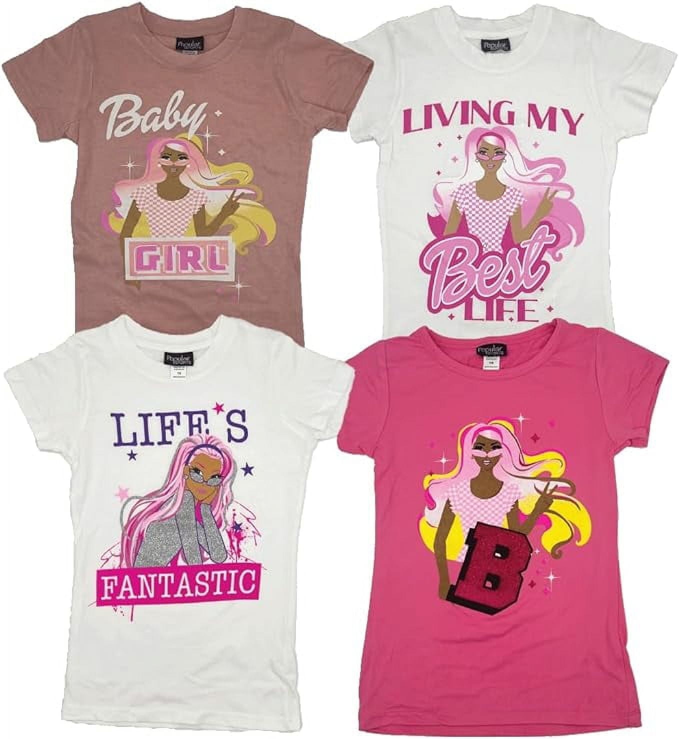 MISS POPULAR Preteen Girls 4-Pack Sparkly Rainbow Butterfly Print T ...