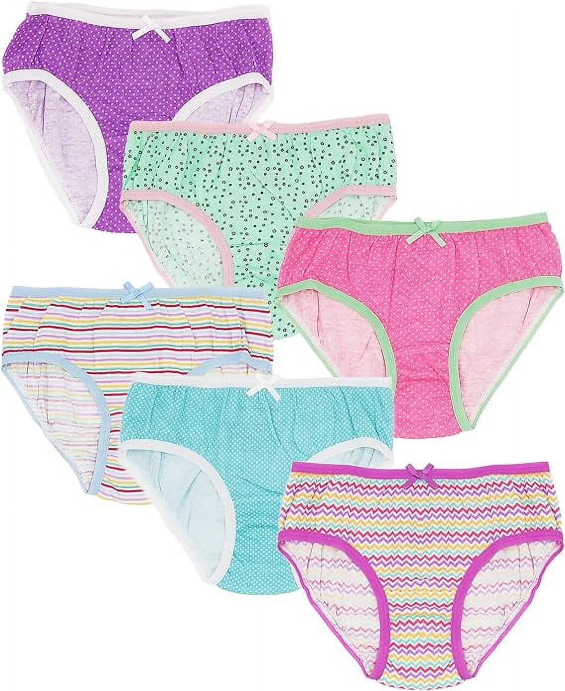 MISS POPULAR Girls 6-Pack Soft Cotton Underwear Tagless Basic Panty ...