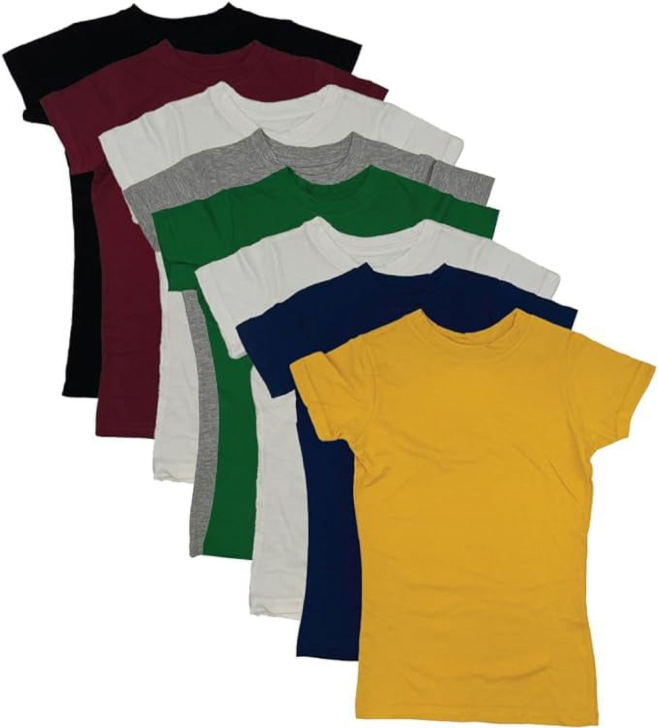 MISS POPULAR Girls' 8-Pack Super Soft PolyCotton Short Sleeve Crew Neck ...