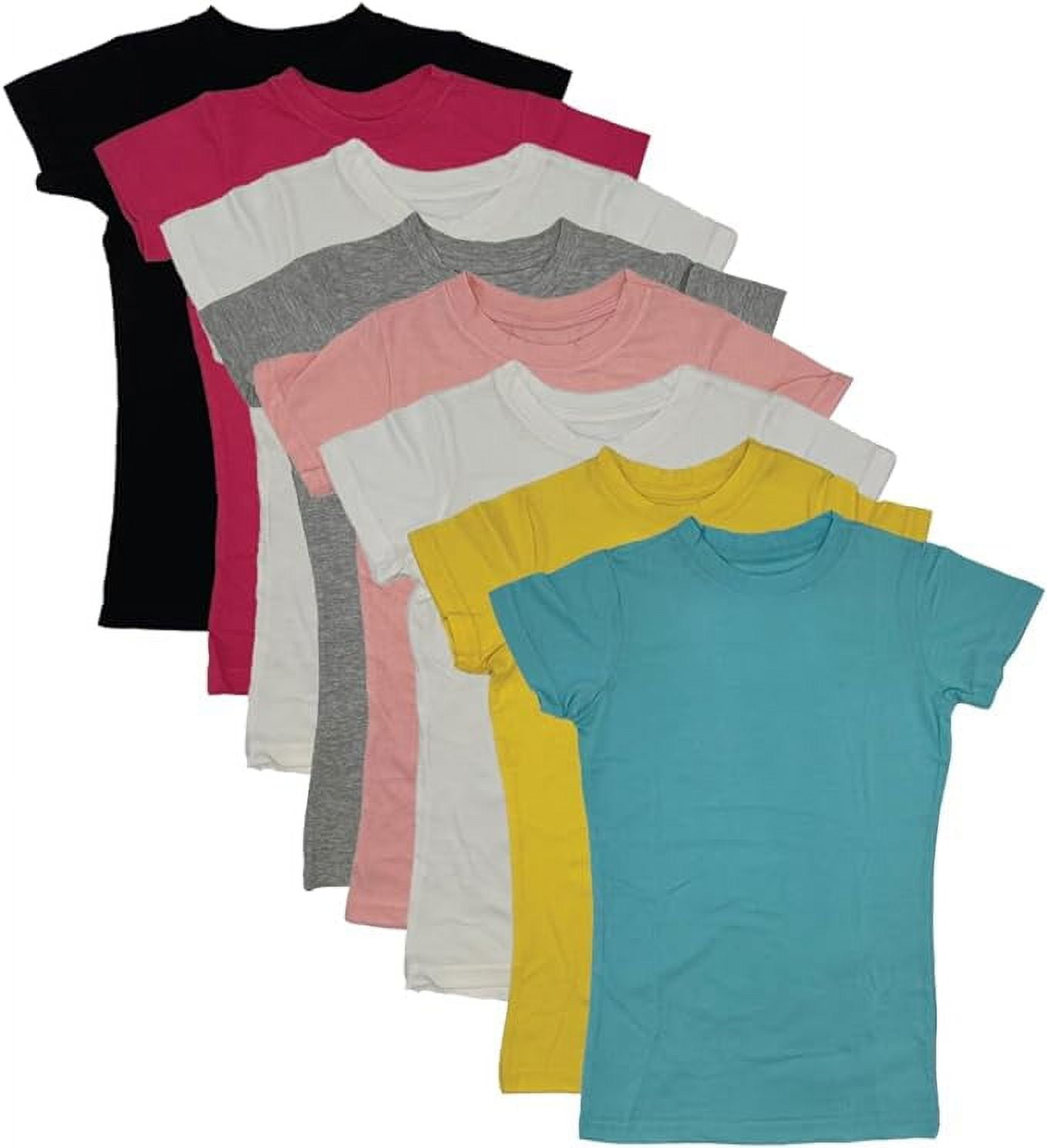 MISS POPULAR Girls' 8-Pack Super Soft PolyCotton Short Sleeve Crew Neck ...