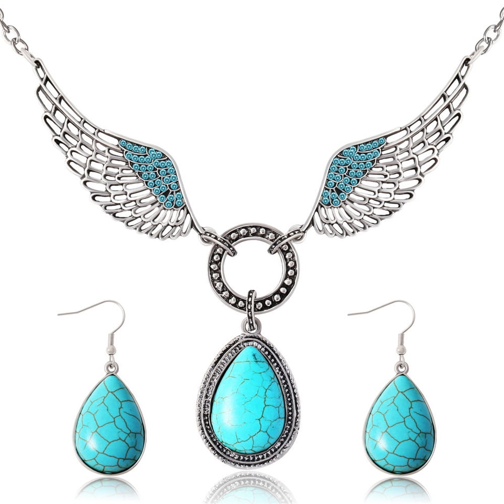 MISS RIGHT Boho Turquoise Jewelry with Dangle Earrings and Turquoise ...