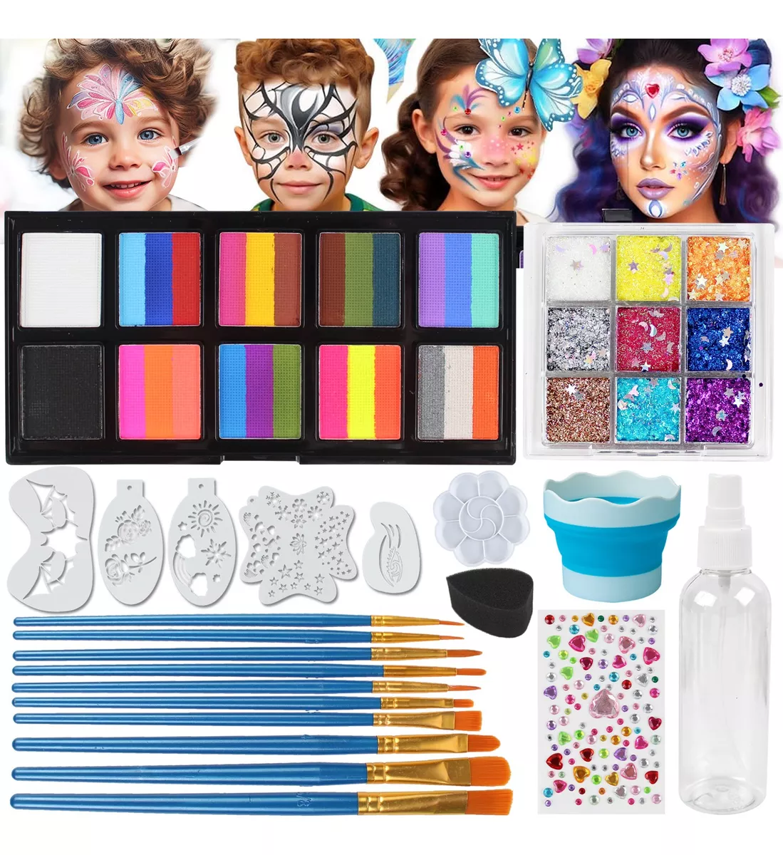 Miss Rose Face Body Paint Kit, 26 Water- and Oil-Based Colors with ...