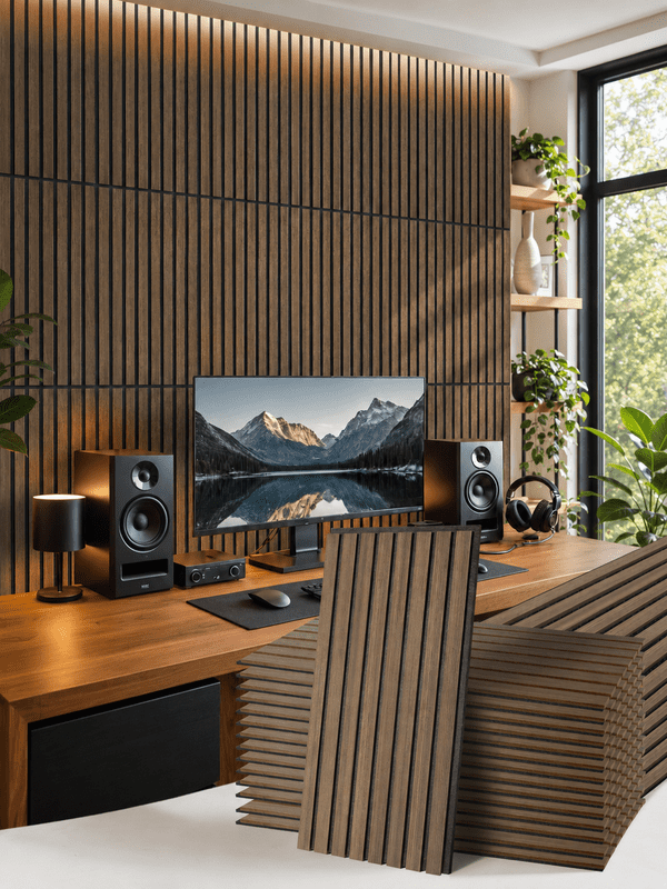 MISSDAY Acoustic Wood Slat Wall Panels, 23.6 x 11.8 in, Dark Walnut, 20 ...