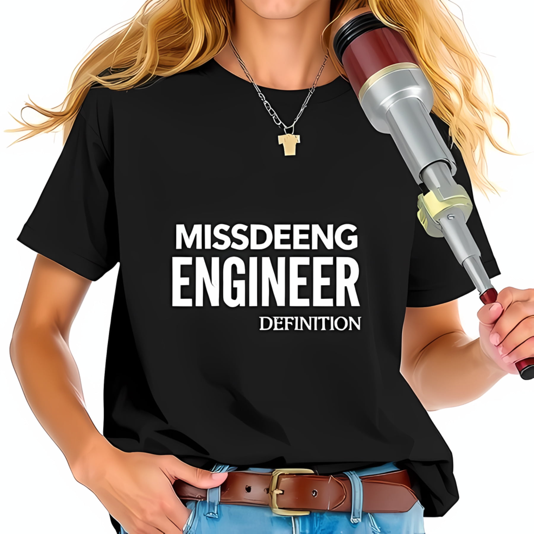 MISSDEENG ENGINEER Cotton Short Sleeve T-Shirt with Bold 'DEFINITION ...