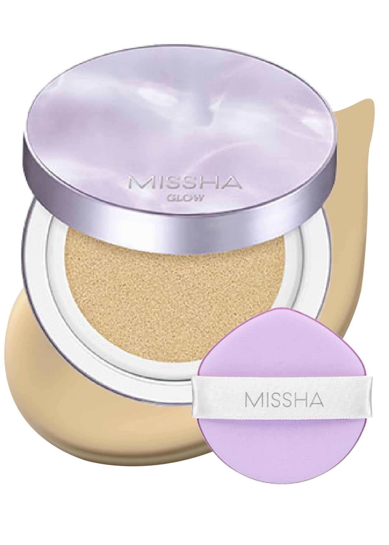 MISSHA Serum Cushion Glow Layering Fit Cushion Foundation No.21 Vanilla Light Beige for Bright ...
