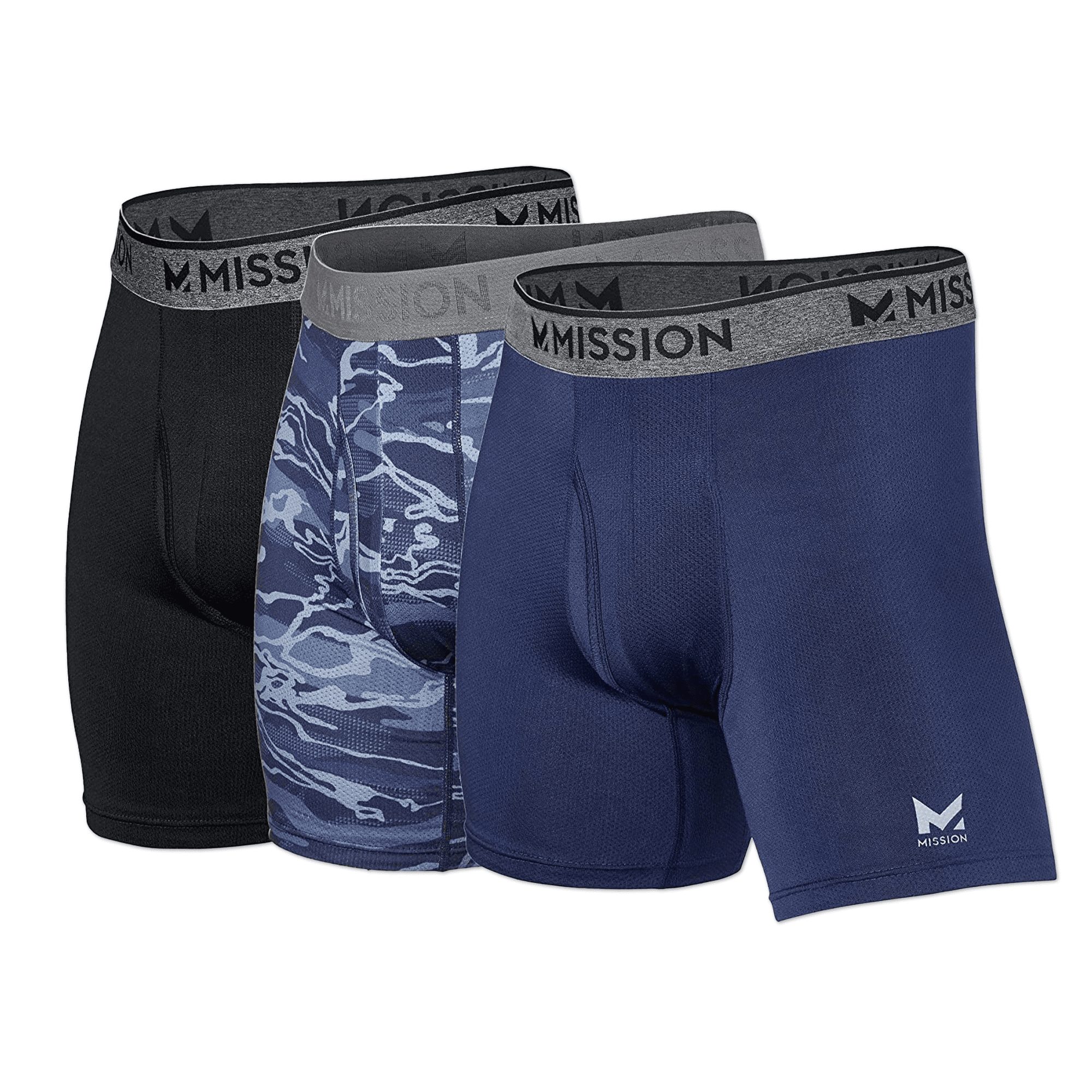 MISSION 6” Performance Mesh Boxer Briefs, Medium - Black, Matrix Camo ...