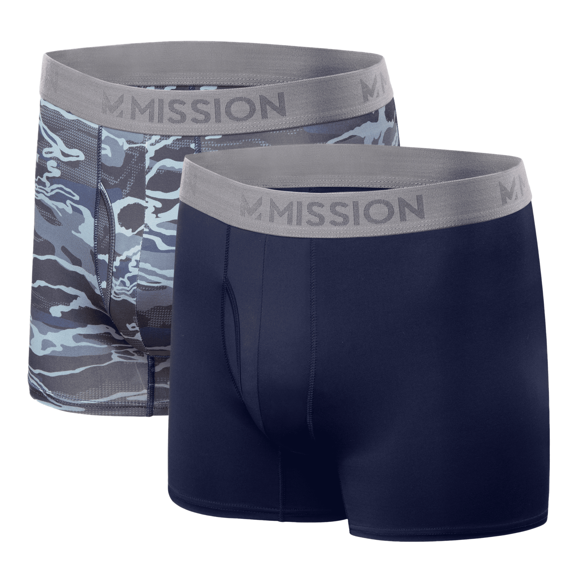 MISSION Men's Boxer Brief 5 Inch 2pk - Navy/Camo - MD - Walmart.com