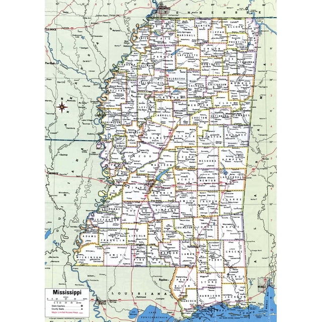 Mississippi County Counties Map Glossy Poster Picture Photo Print ...