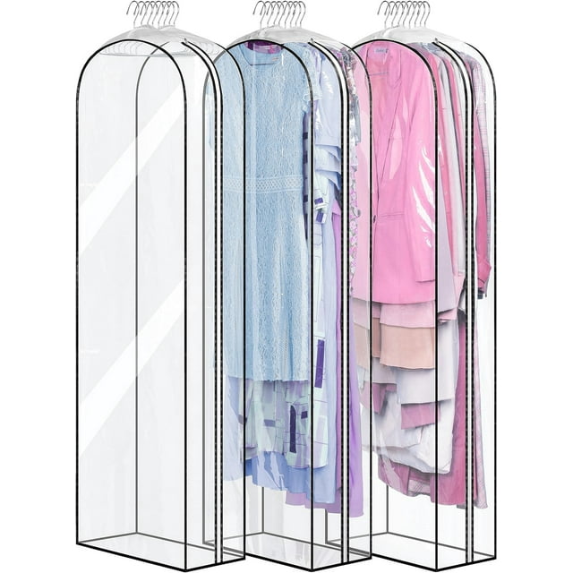 MISSLO 10" Gusseted All Clear Garment Bags for Hanging Clothes 60 ...