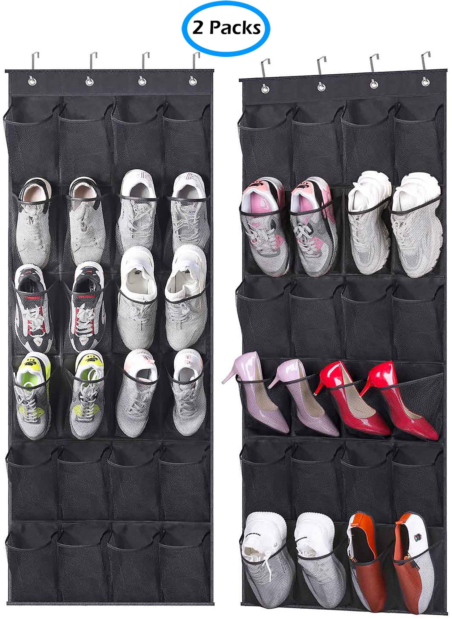 MISSLO Heavy Duty 24 Mesh Pockets Over the Door Shoe Organizer for ...