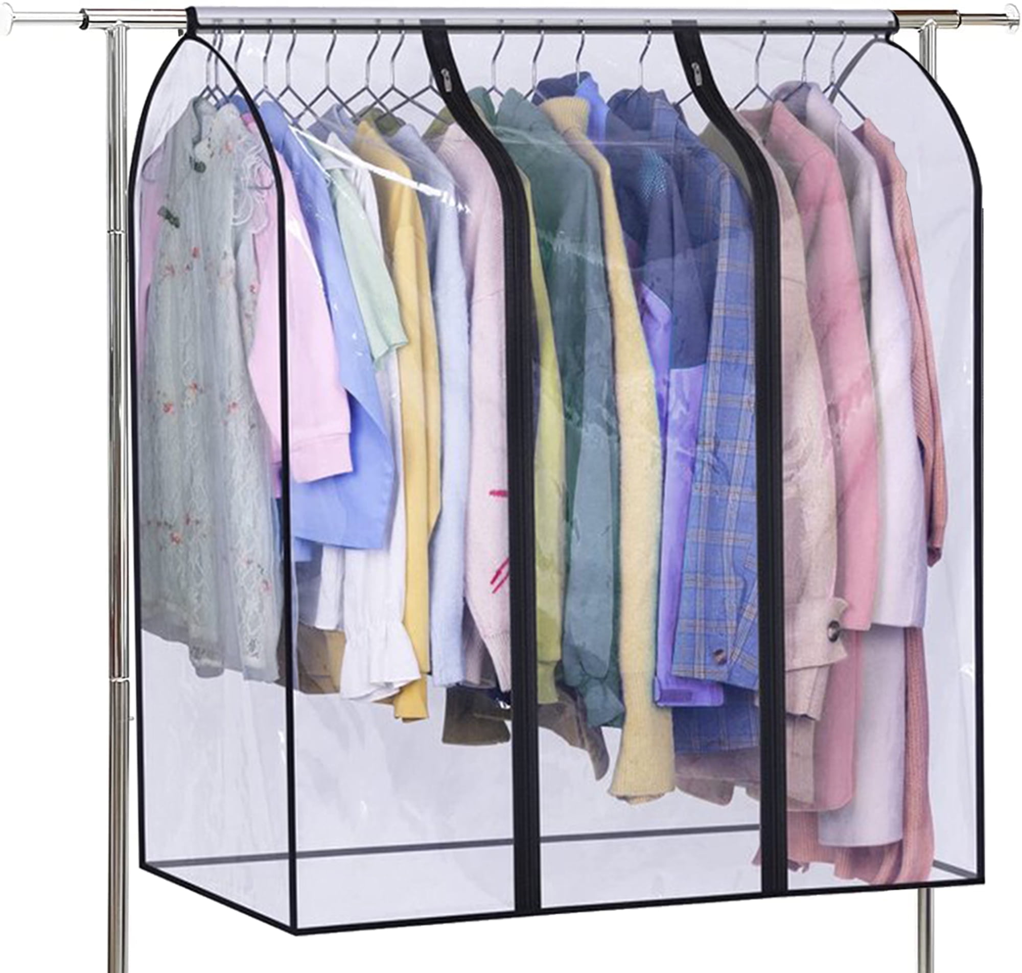"MISSLO 40"" Plastic Waterproof Clear Garment Rack Cover, Dustproof ...
