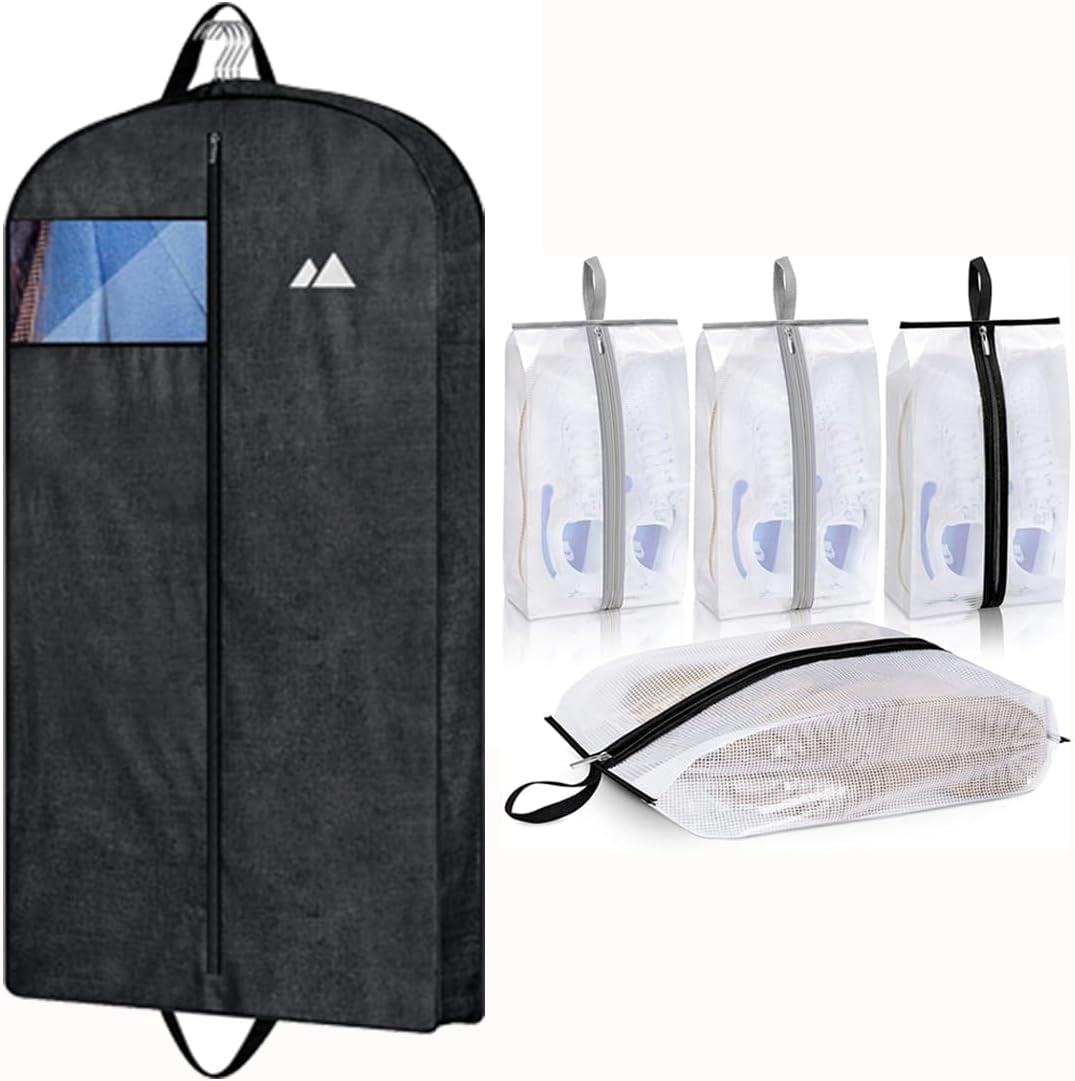 MISSLO 43" Heavy Duty Hanging Garment Bags for Travel Waterproof Shoe ...