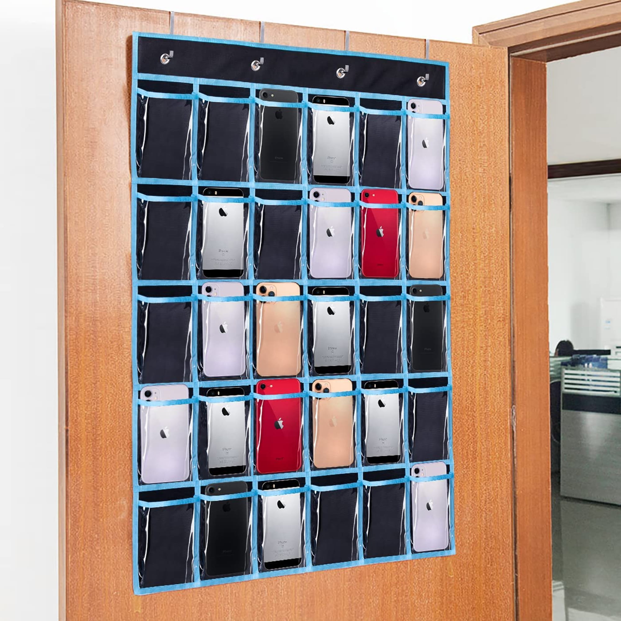 MISSLO Classroom Cell Phone Holder, 30 Clear Pockets, Wall Hanging ...