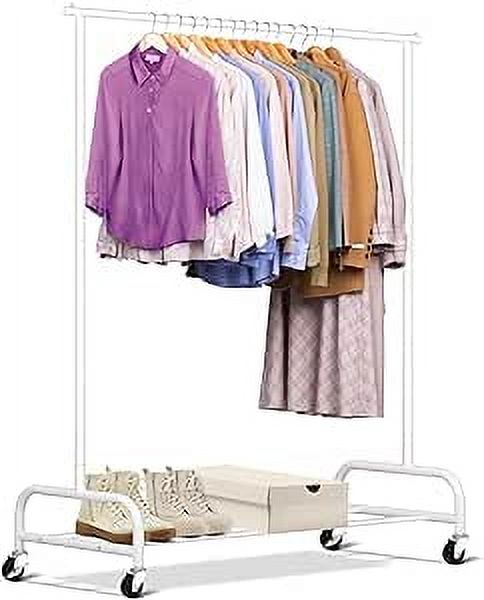 MISSLO Heavy Duty Clothes Racks 43” Hanging Clothing Rack, Rolling ...