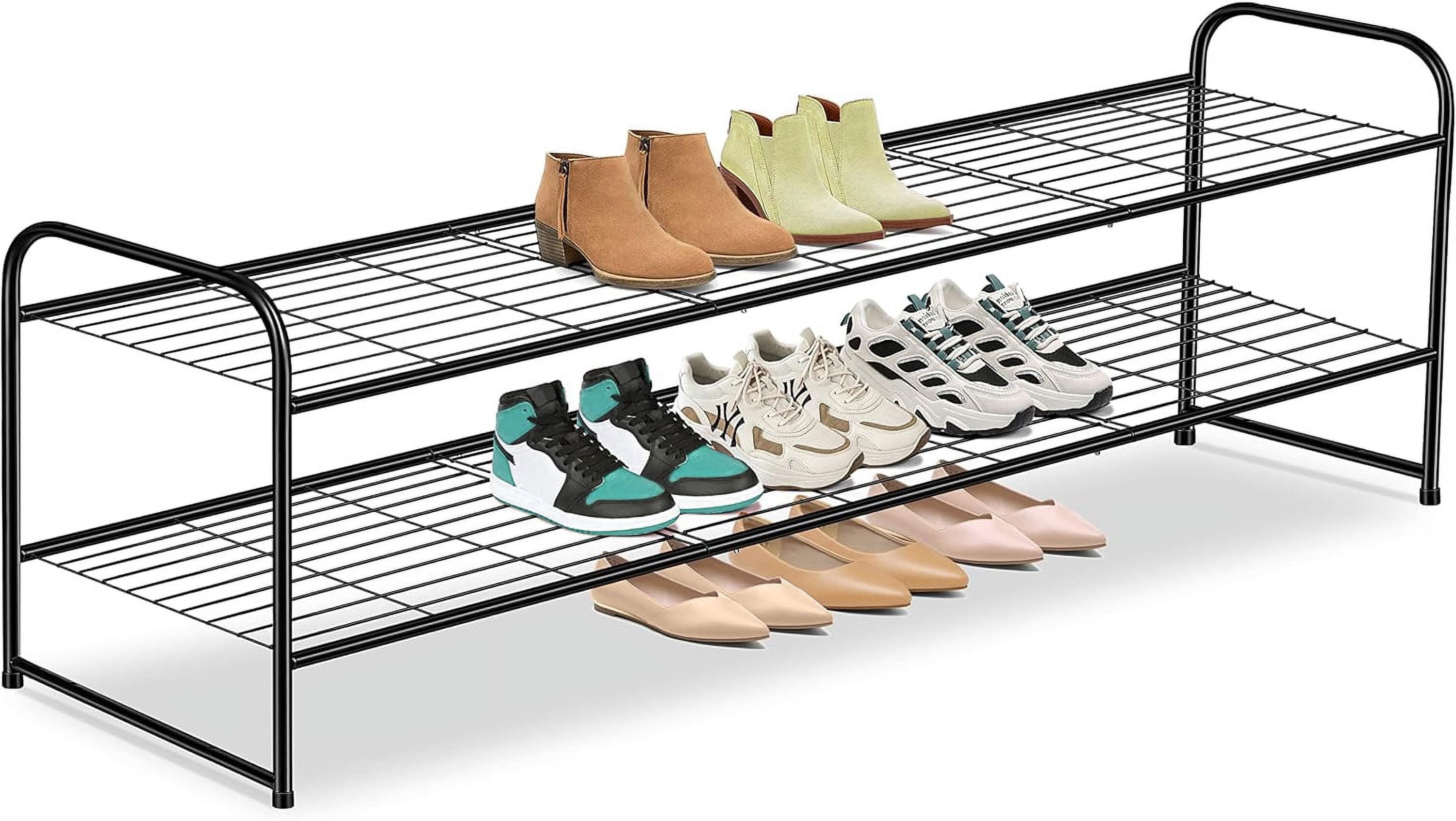 MISSLO Heavy Duty 2 Tier Garage Shoe Rack, Stackable Boot Shelves ...