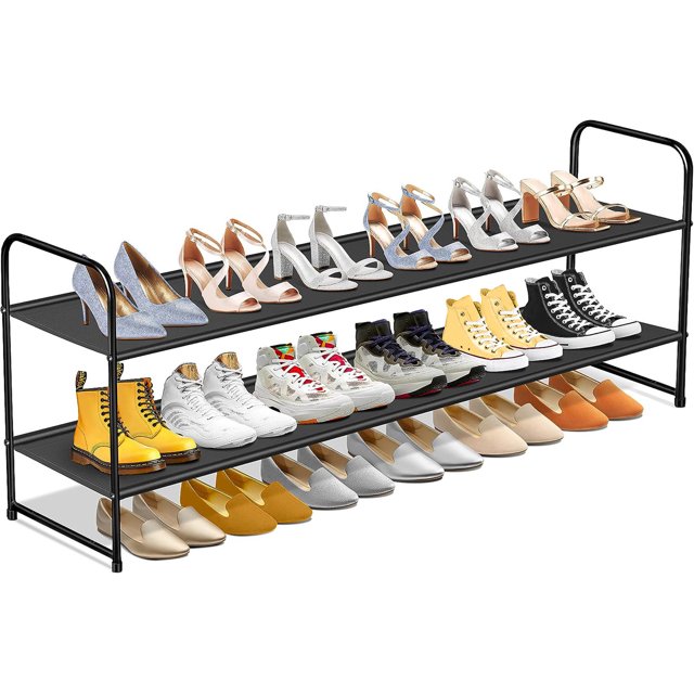 MISSLO 2-Tier Stackable Shoe Rack, Metal Organizer for 18-Pairs, Closet ...