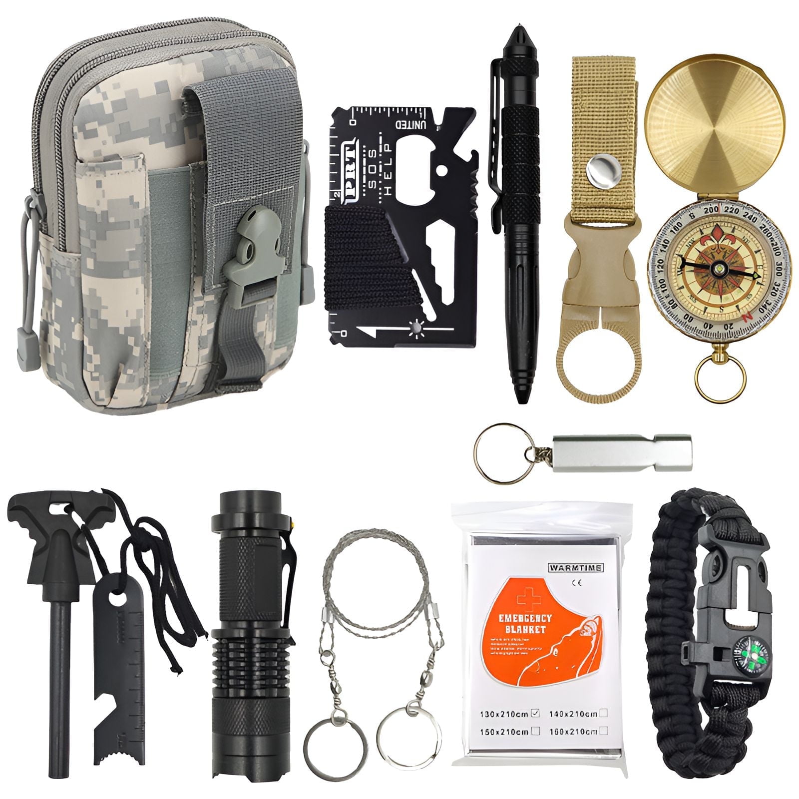 MISSMILE 11-in-1 Survival Kit,Tactical Gear Set Survival Gear,Multi ...