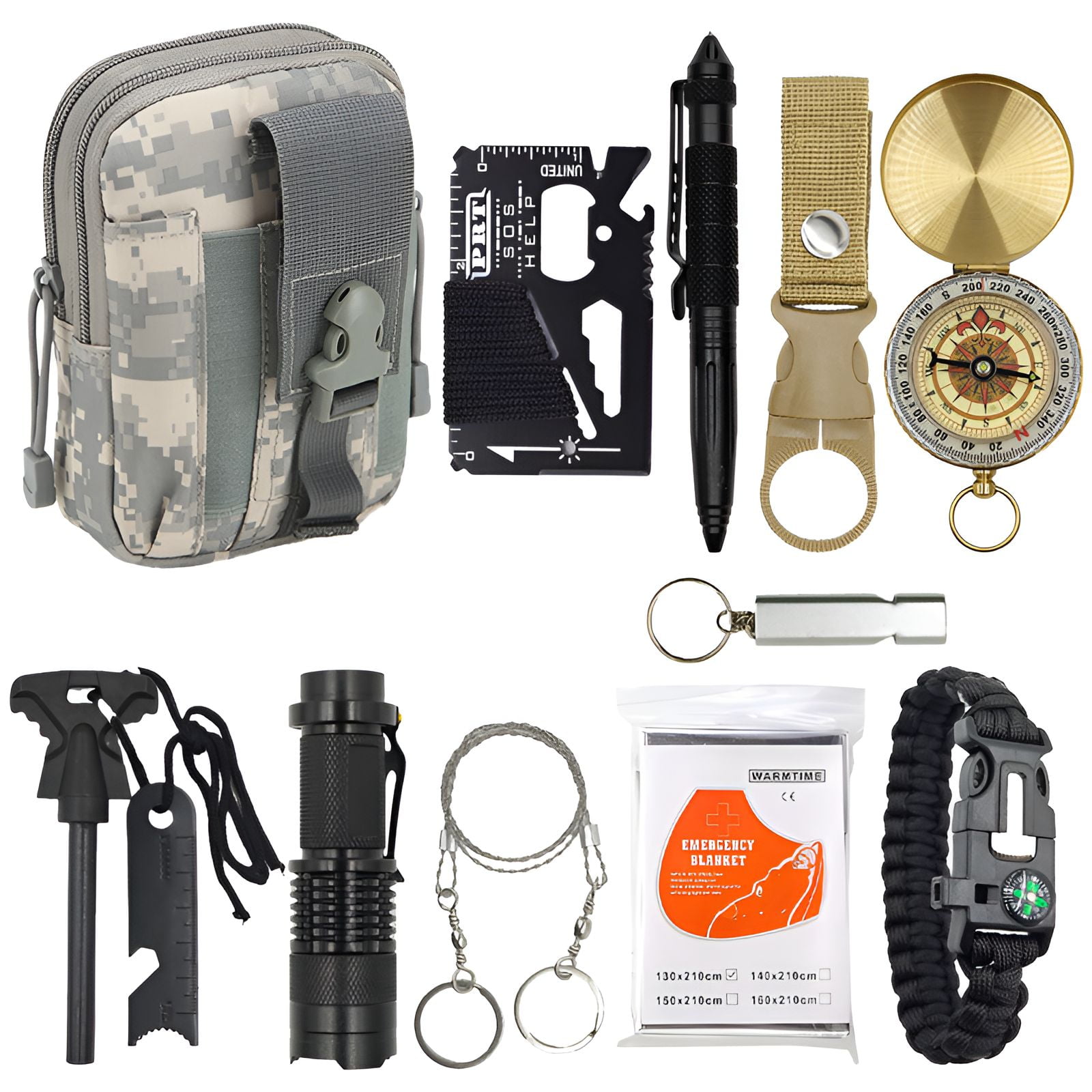 MISSMILE 11-in-1 Survival Kit,Tactical Gear Set Survival Gear,Multi ...