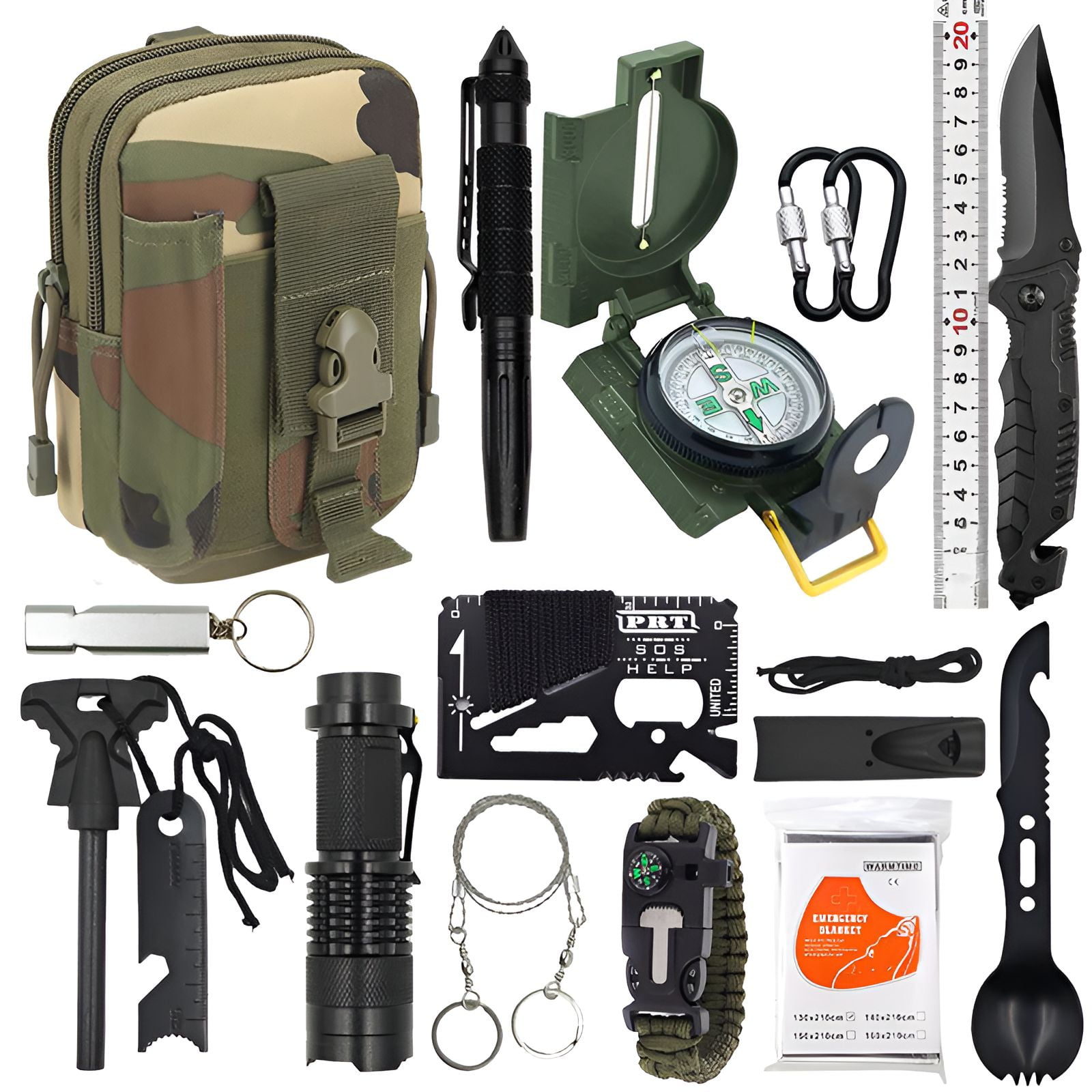 MISSMILE 13-in-1 Survival Kit,Emergency Fire Starter Survival Gear ...