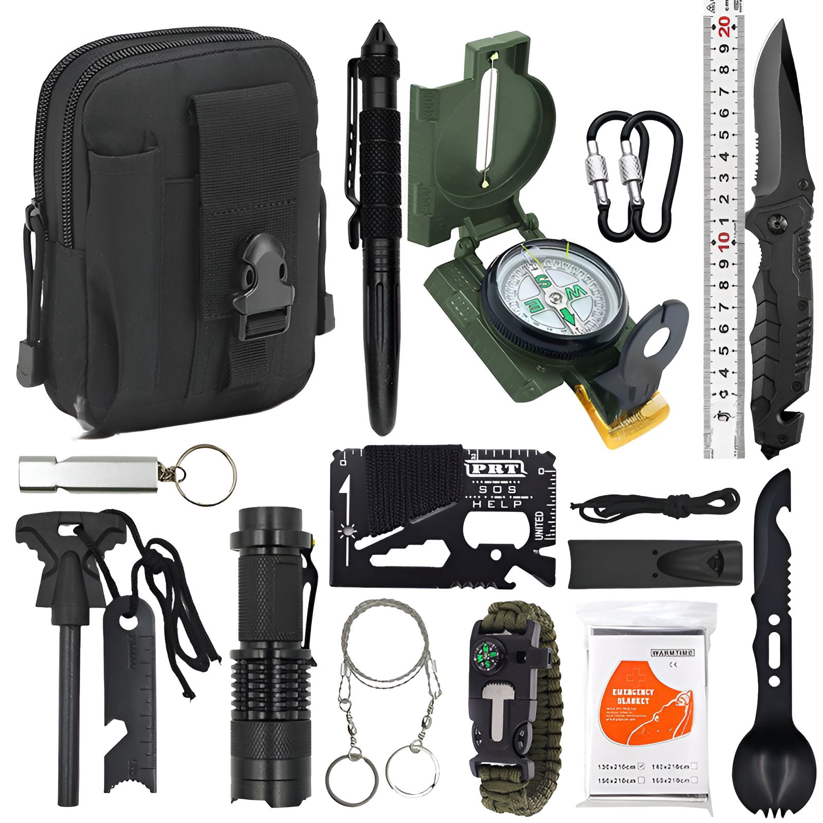 MISSMILE 13-in-1 Survival Kit,Survival Bracelet Features Survival Gear ...