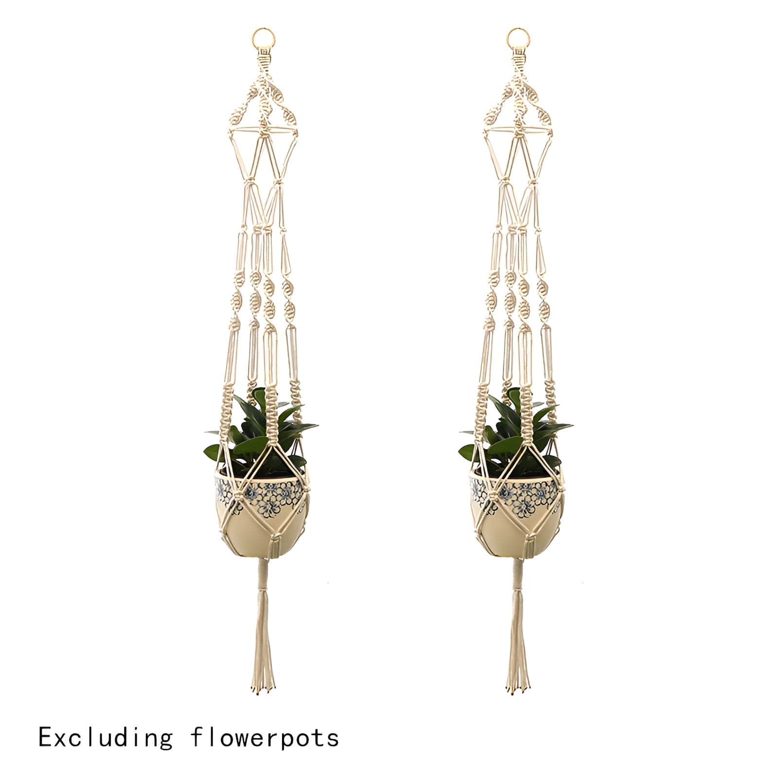 MISSMILE 2Pcs Plant Hanger Indoor,Natural Hemp Rope Material Plant ...