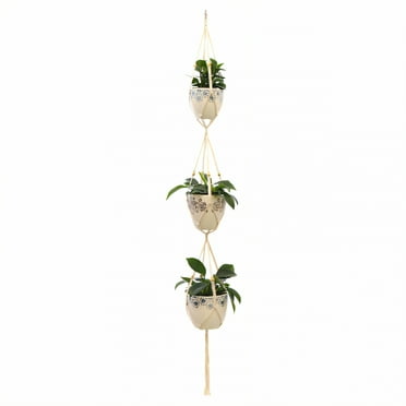 Mkono 2 Pack Mini Macrame Plant Hangers with Artificial Succulent ...