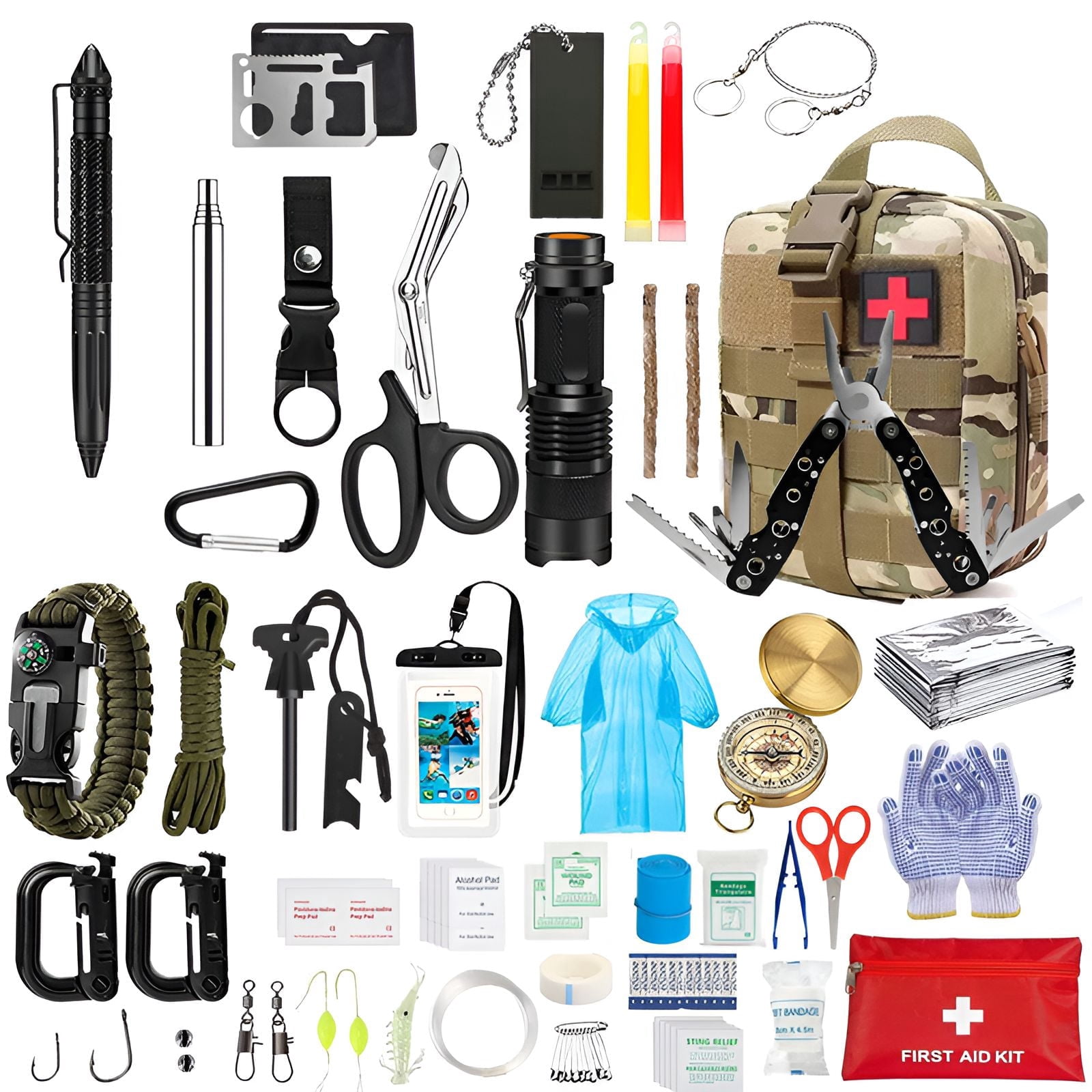 MISSMILE Survival Kit,Survival Bracelet Compass Survival Gear,Fire ...