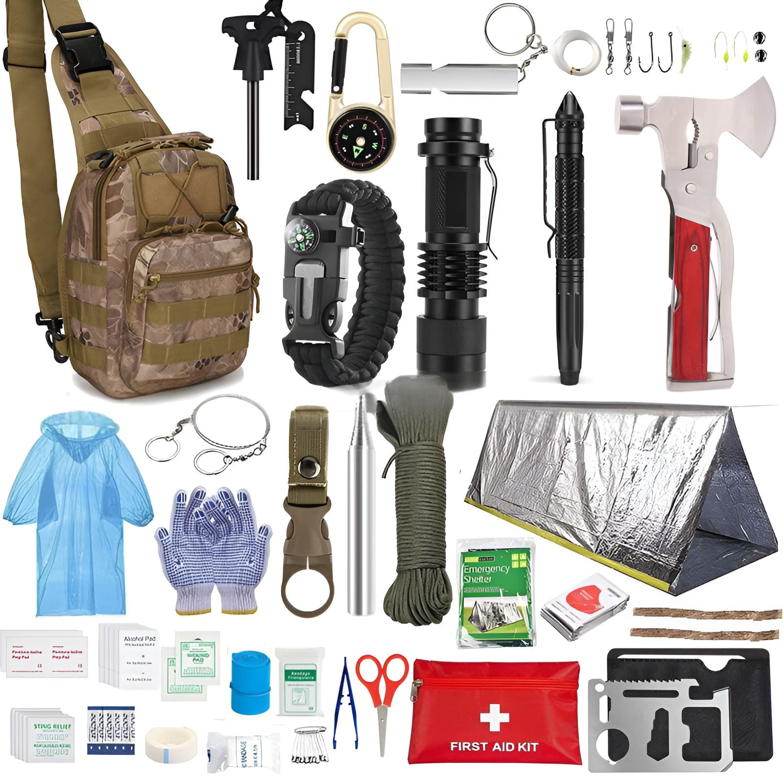 MISSMILE Survival Kit,Tactical Backpack with Molle System Survival Gear ...