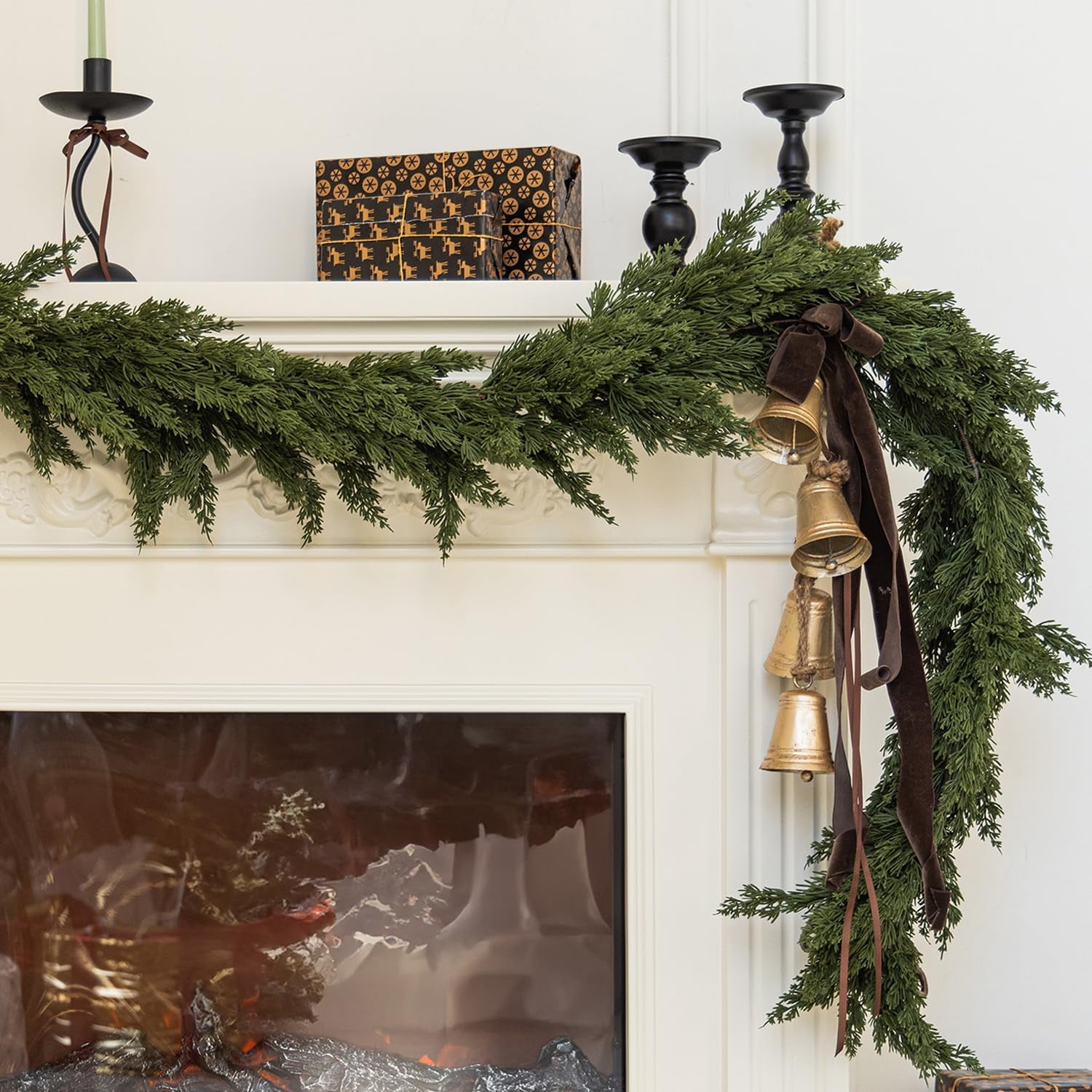 MISSPIN 9FT Artificial Long Cedar Garlands, Real Touch Winter Norfolk ...