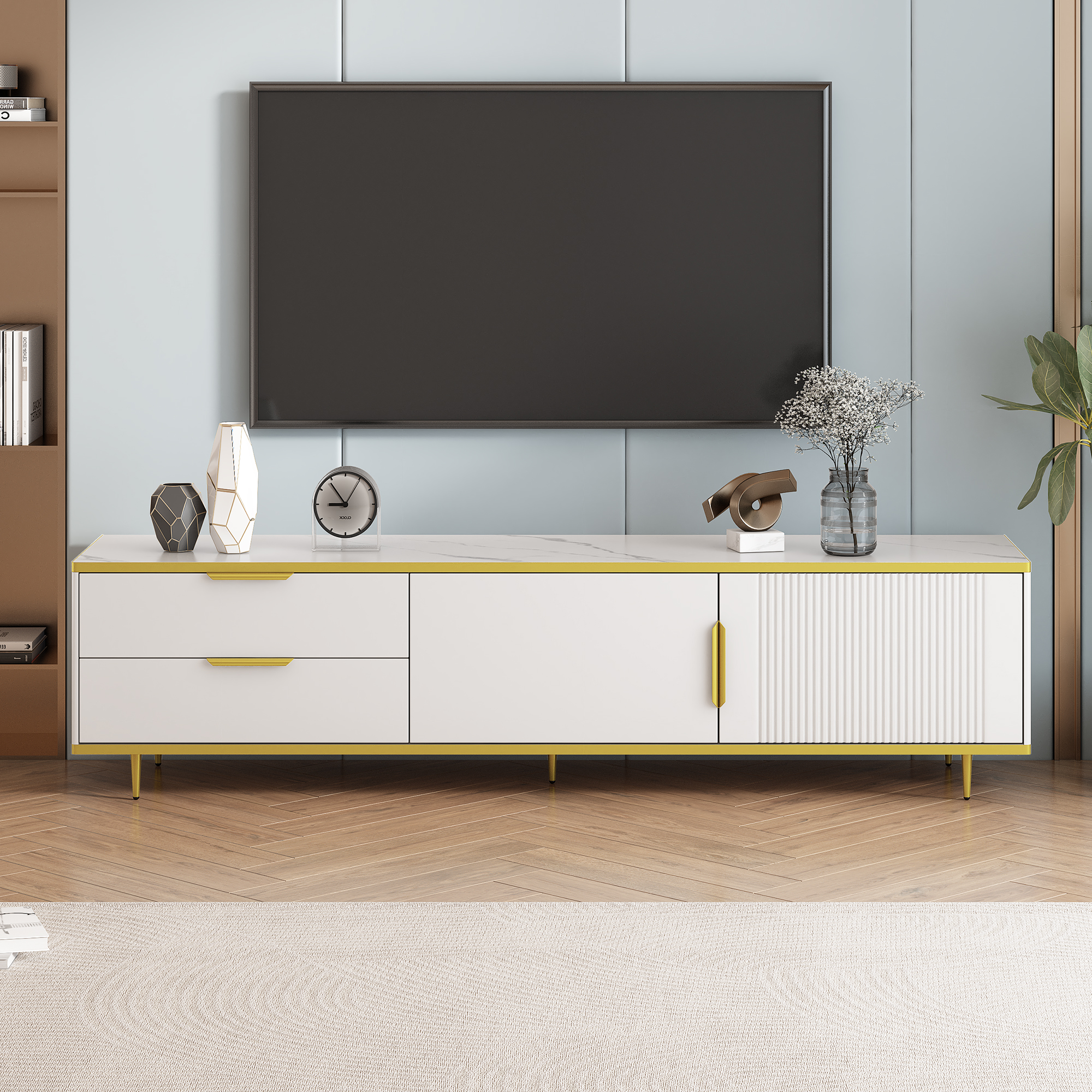 MISSUNNY Modern TV Stand for TVs Up to 75",TV Media Console Table with ...