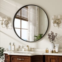 GIANNA 24-inch Round Bathroom Vanity Mirror – Shatterproof, Silver ...