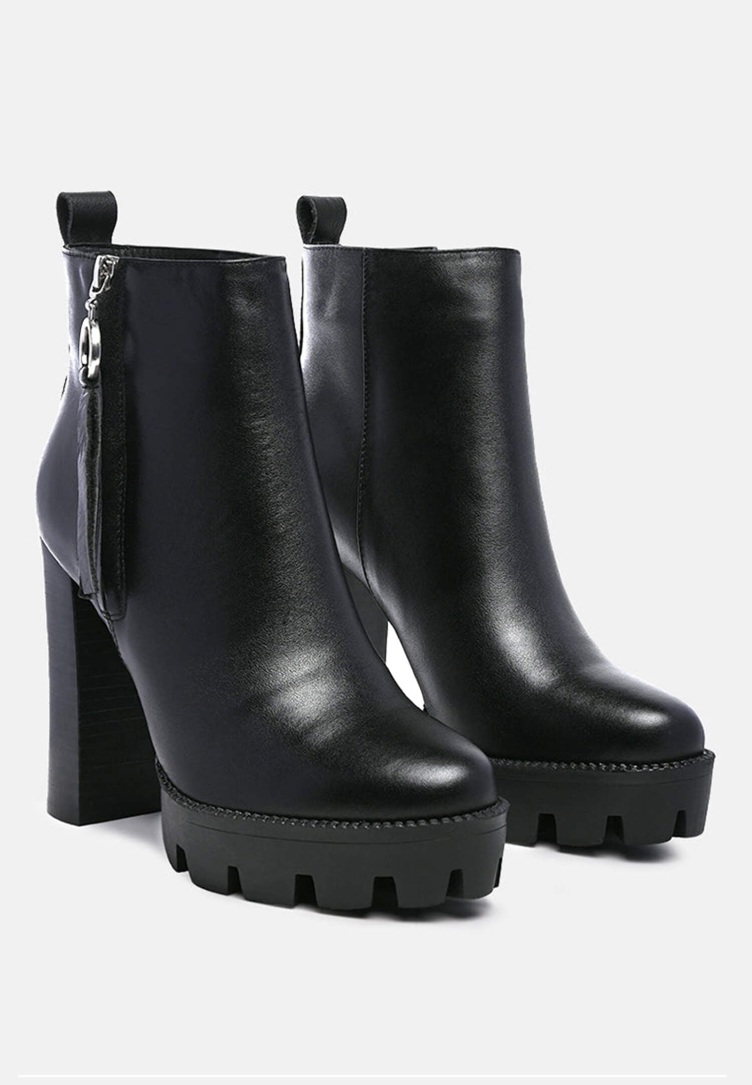 MISTRESS High Block Heeled Chunky Leather Boot in Black - Walmart.com