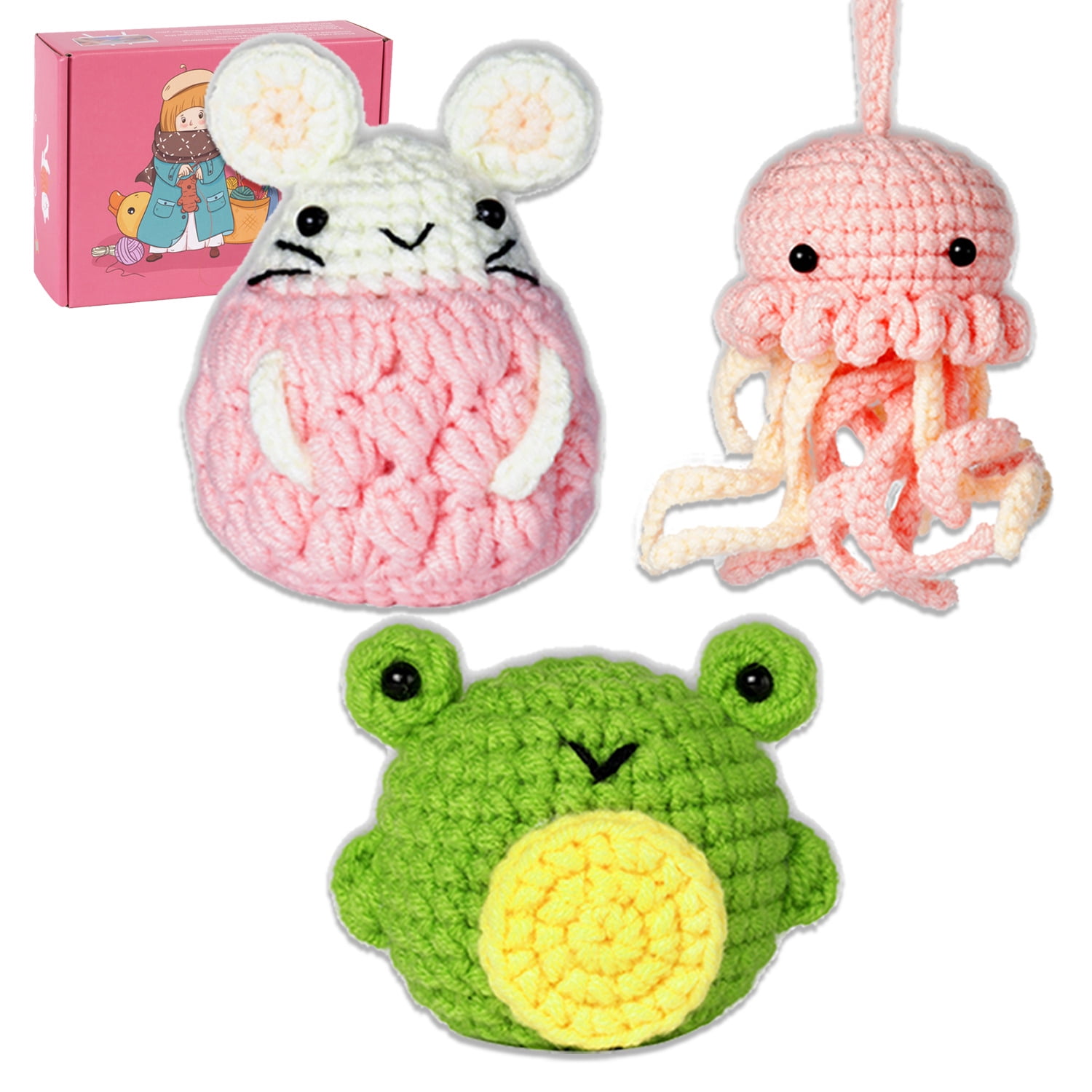 MISUMOR Beginner Crochet Stuffed Animal Kit -3 PCS Cute Animal Crochet ...