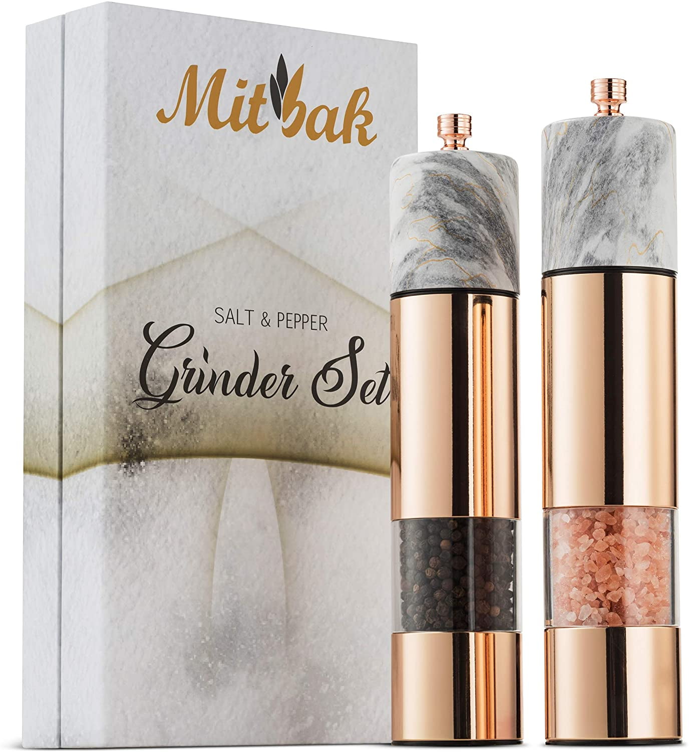 MITBAK Salt and Pepper Grinder Set | Salt and Pepper Mills Easy to Use ...