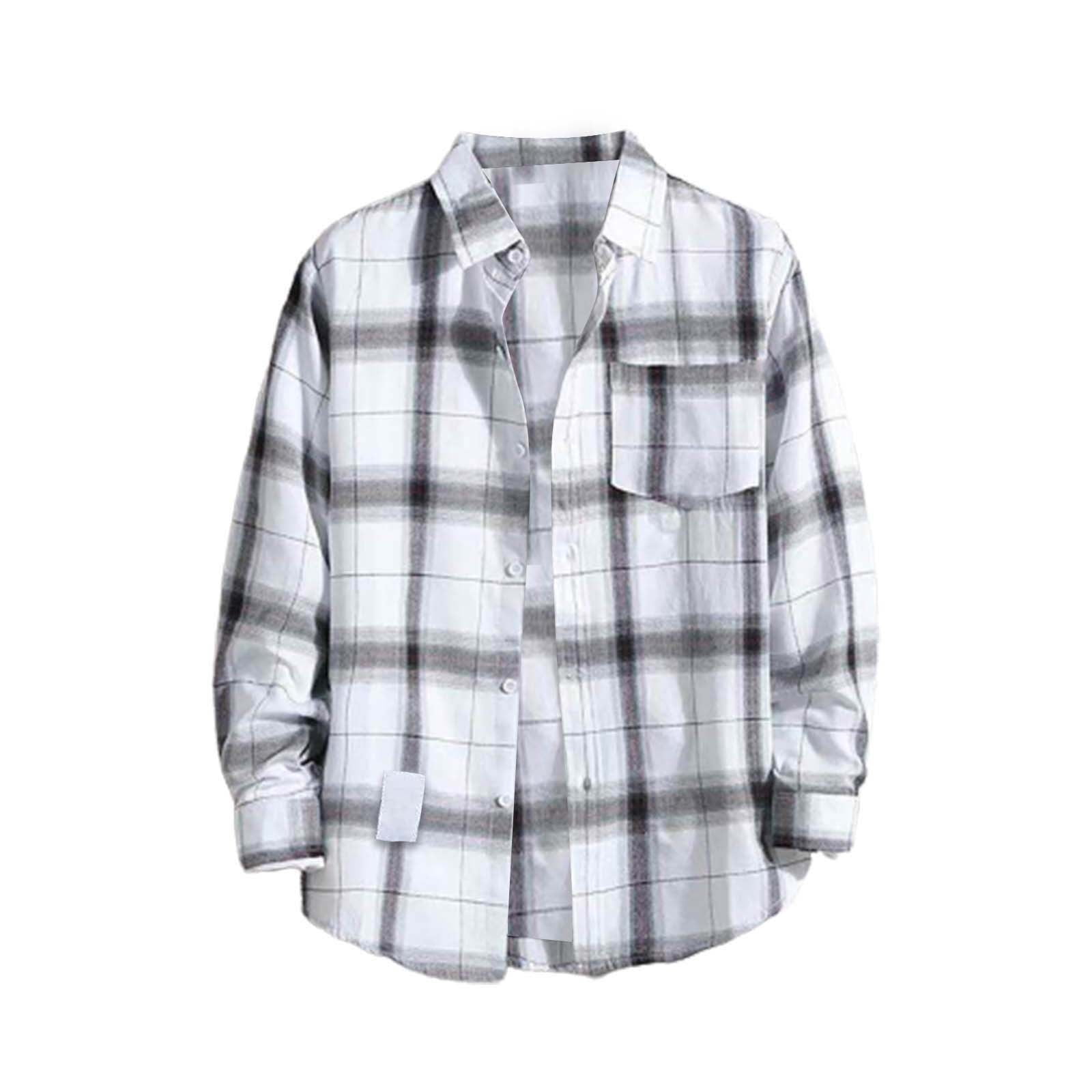 MITCOWBOY Mens Shirts Mens Casual Fall Shirt Lapel Button Long Sleeve ...