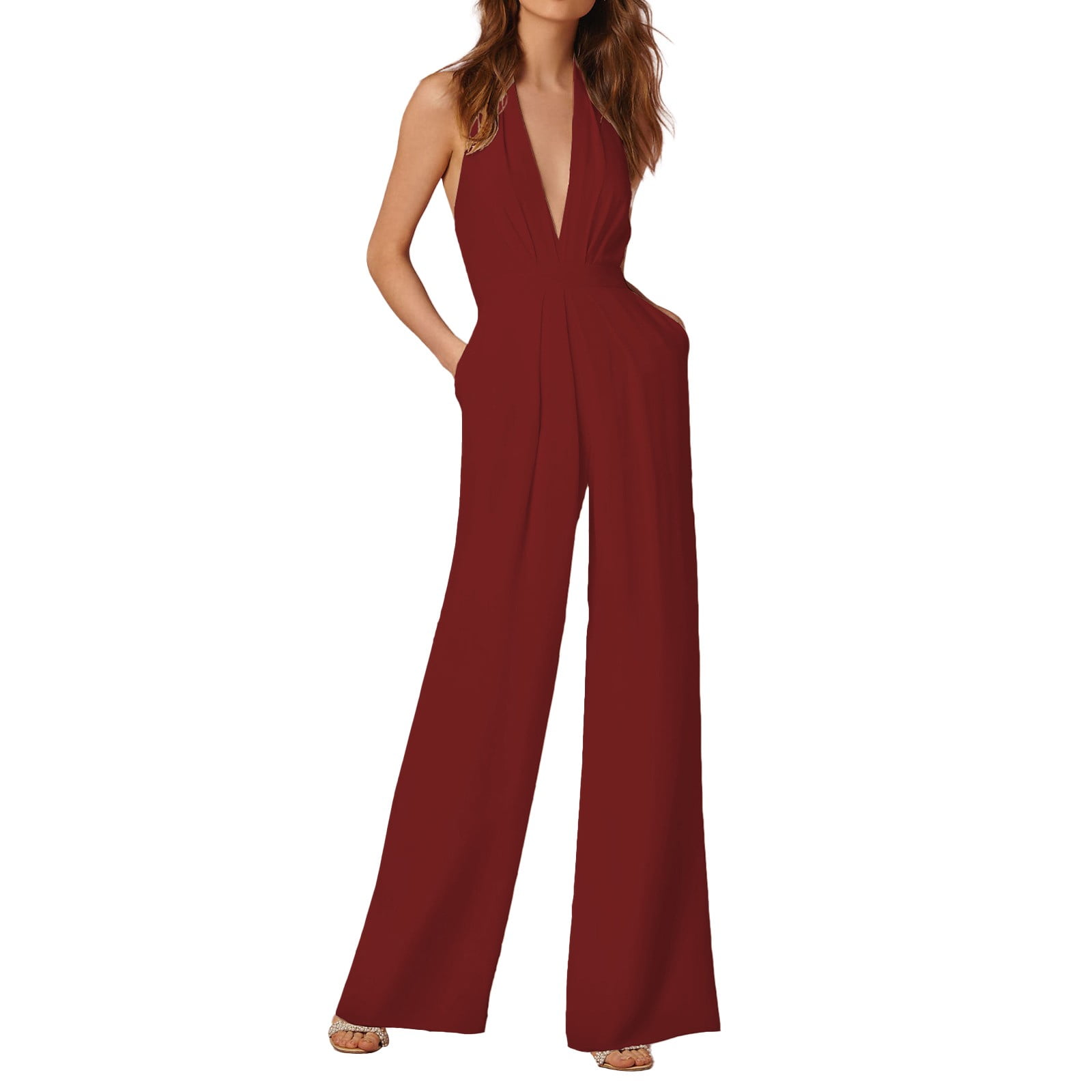 MITCOWBOYS Body Suit, Women's Sleeveless Sexy Deep V Halter Neck ...