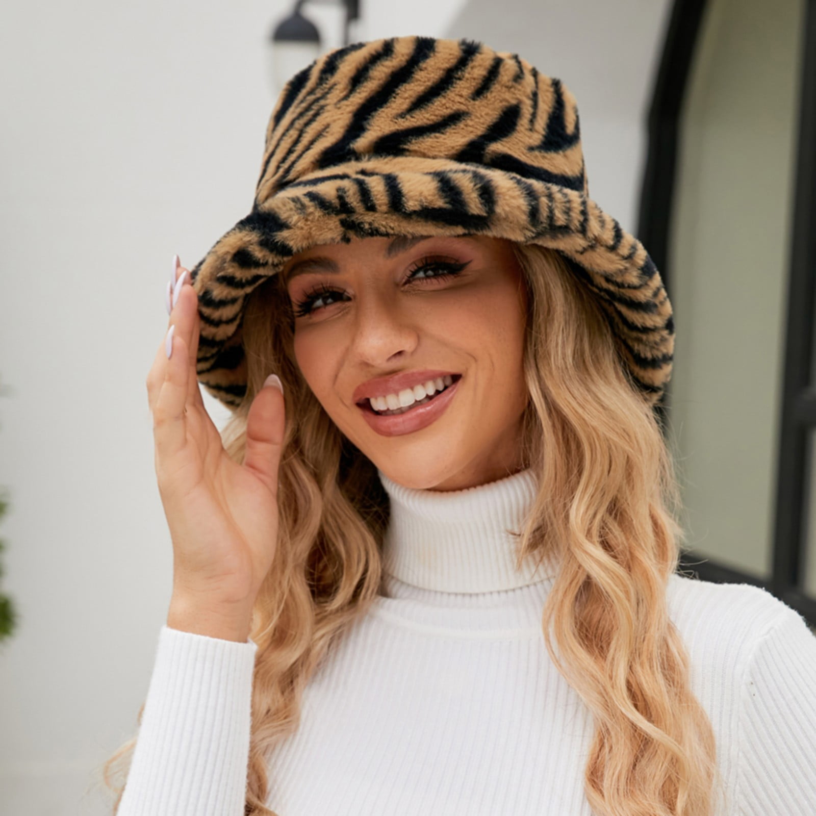 MITCOWBOYS Fuzzy Bucket Hat for Women Faux Superficial Knowledge Bucket ...