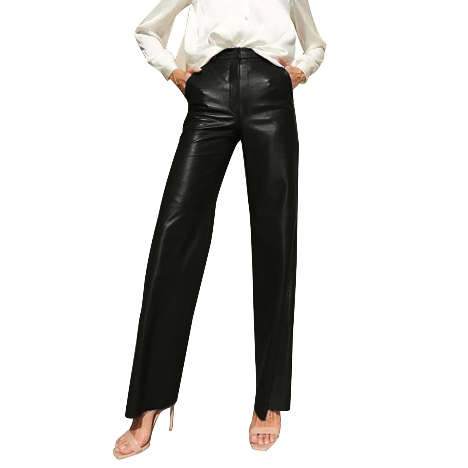 MITCOWBOY Leather Pants Women Clothes Hot Elegance Streetwear High ...