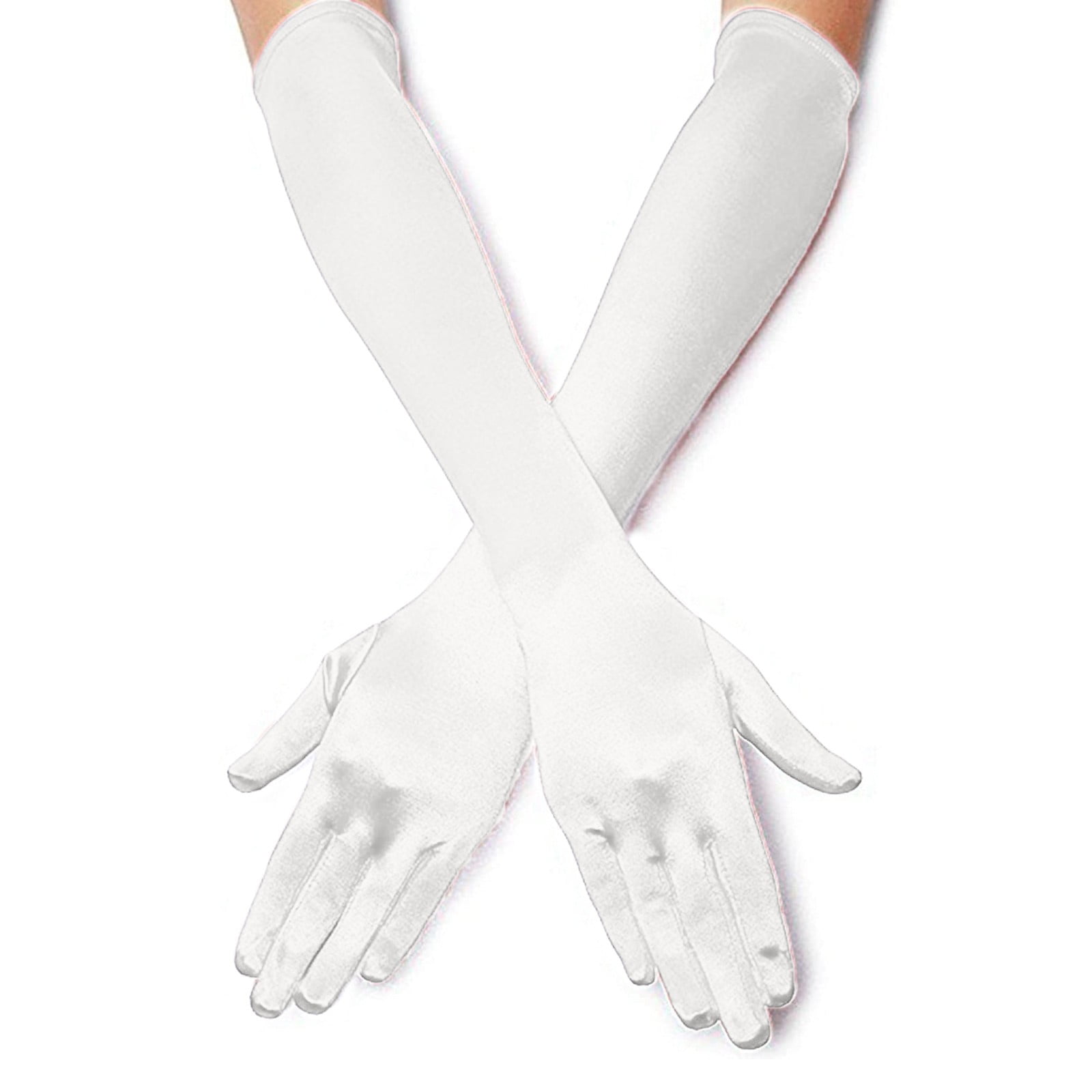 MITCOWBOYS Women's Long Satin Finger Gloves Elbow Length 1920S Opera ...