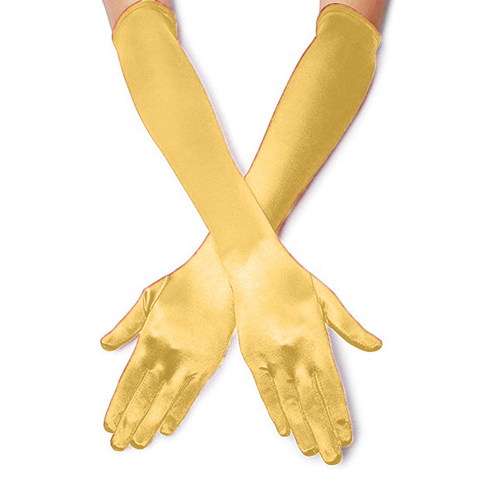 MITCOWBOYS Women's Long Satin Finger Gloves Elbow Length 1920S Opera ...