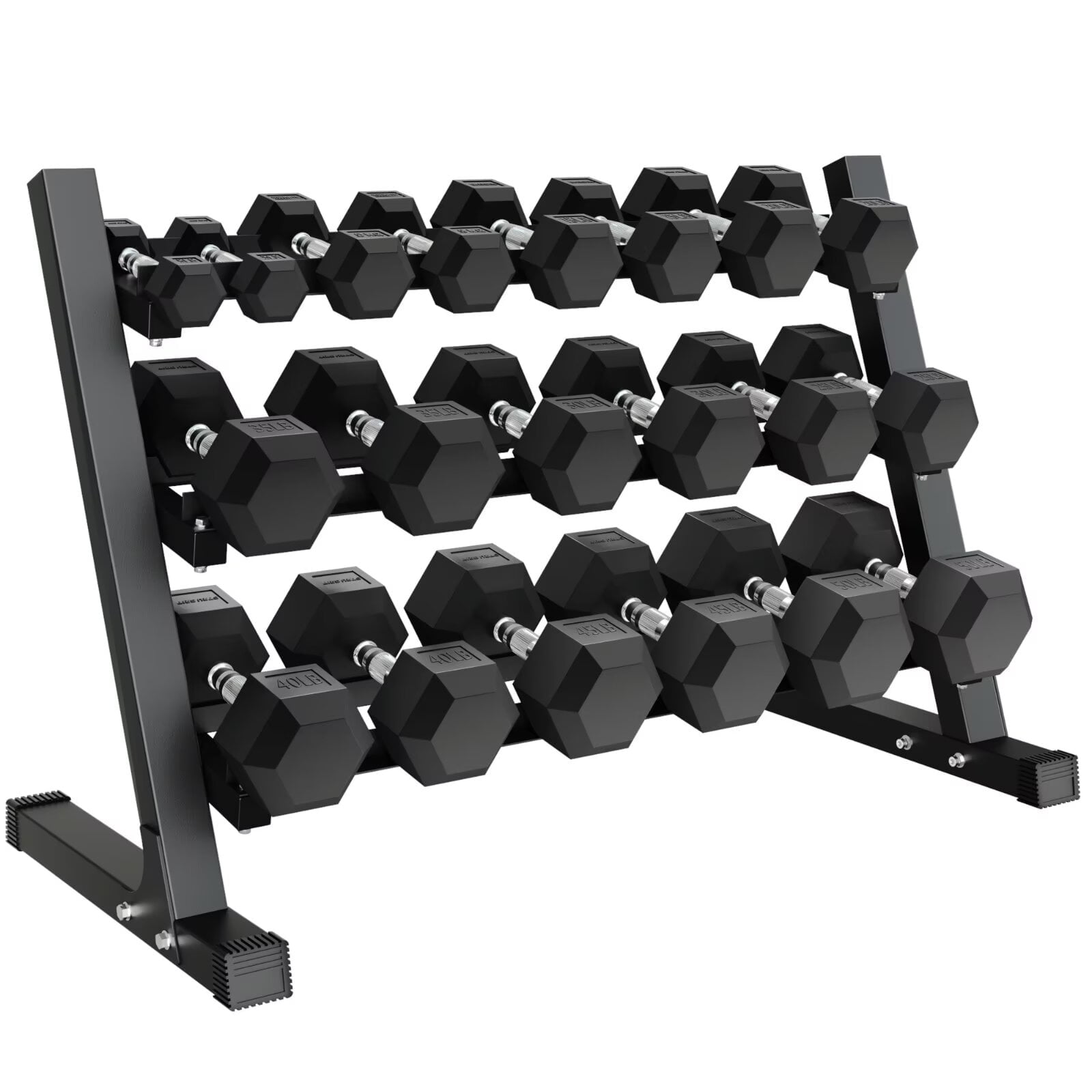 MITONOS 450/550 Dumbbell Sets with Rack, Rubber Hex Dumbbells, Free ...