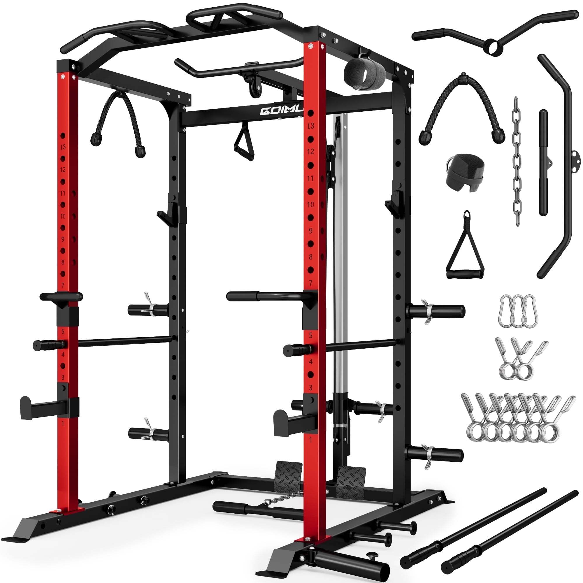 MITONOS C1-V4 Power Cage, 2000LBS Squat Rack with LAT Pulldown, Multi ...