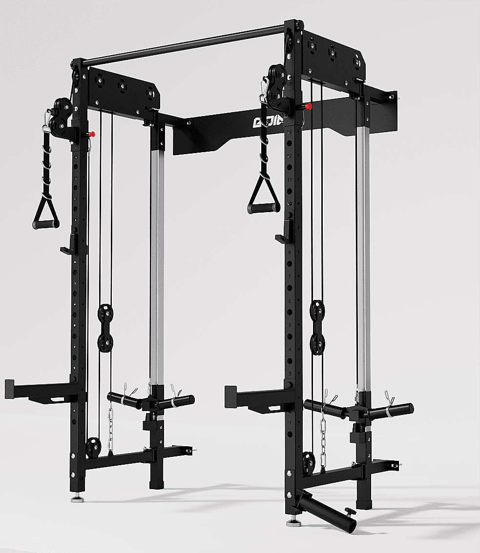 MITONOS Folding Squat Rack, Wall Mounted Power Rack with Cable ...