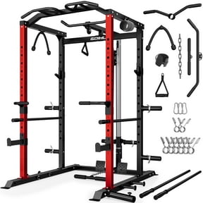 Mikolo Folding Squat Rack, Wall Mounted Power Rack with Pulley System ...